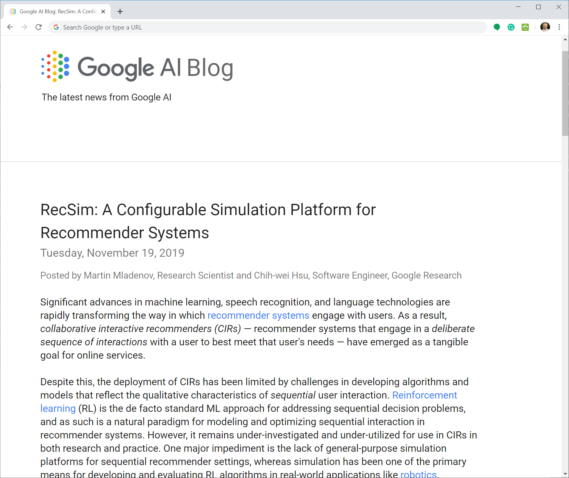 Recsim A Configurable Simulation Platform For Recommender Systems