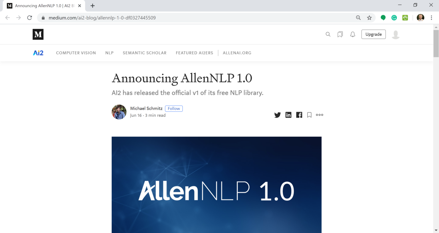 AI2 releases v1 of its free NLP library “AllenNLP” [Michael Schmitz ...