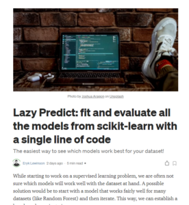 ‘Lazy Predict’ Tutorial for AutoML with scikit-learn [Eryk Lewinson] – RS_c
