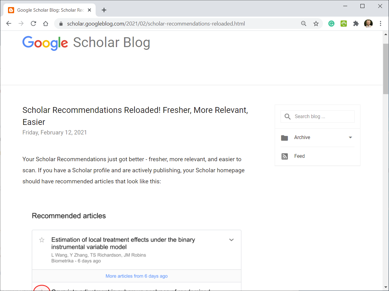 Google Scholar re-designs its research-paper recommender system – RS_c