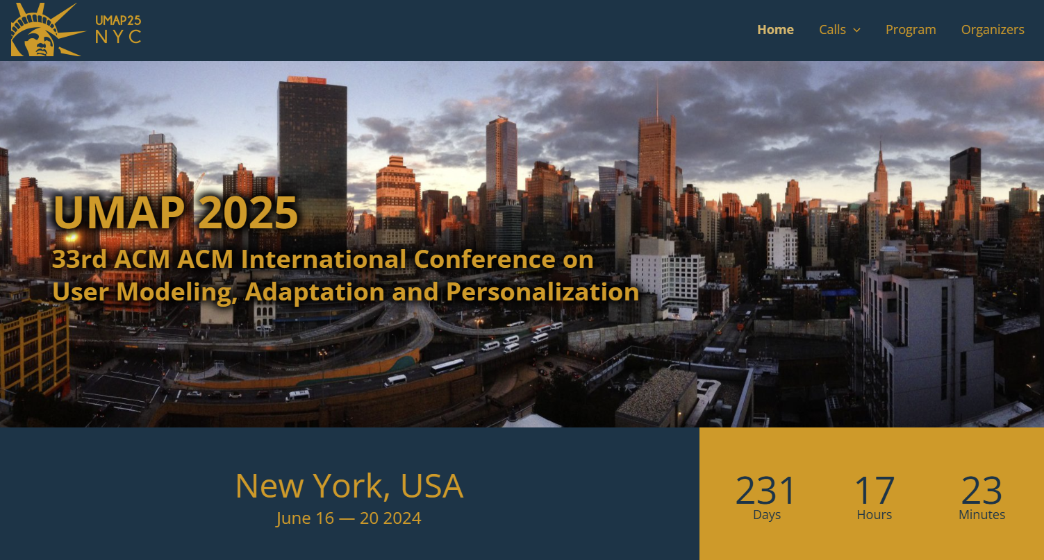 ACM UMAP 2025: (Preliminary) Call for Papers – RS_c